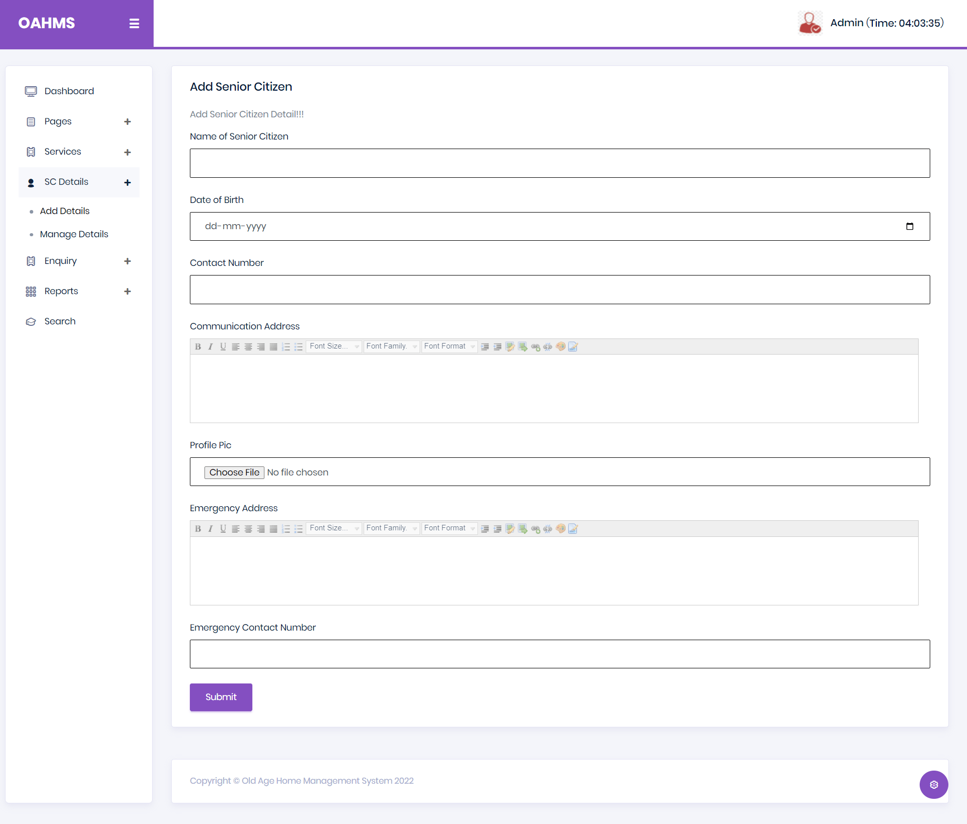 Old Age Home Management System in PHP | Old Age Home Management Project ...