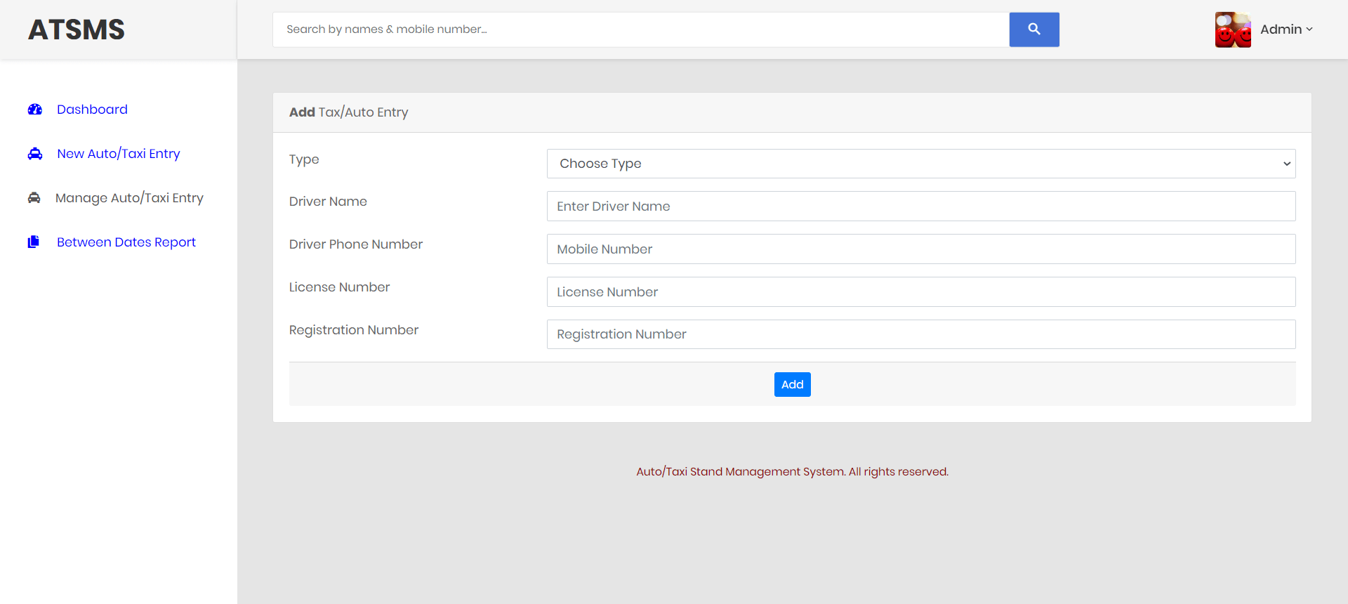 Auto/Taxi Stand Management System Project in PHP | Auto Stand Management Project