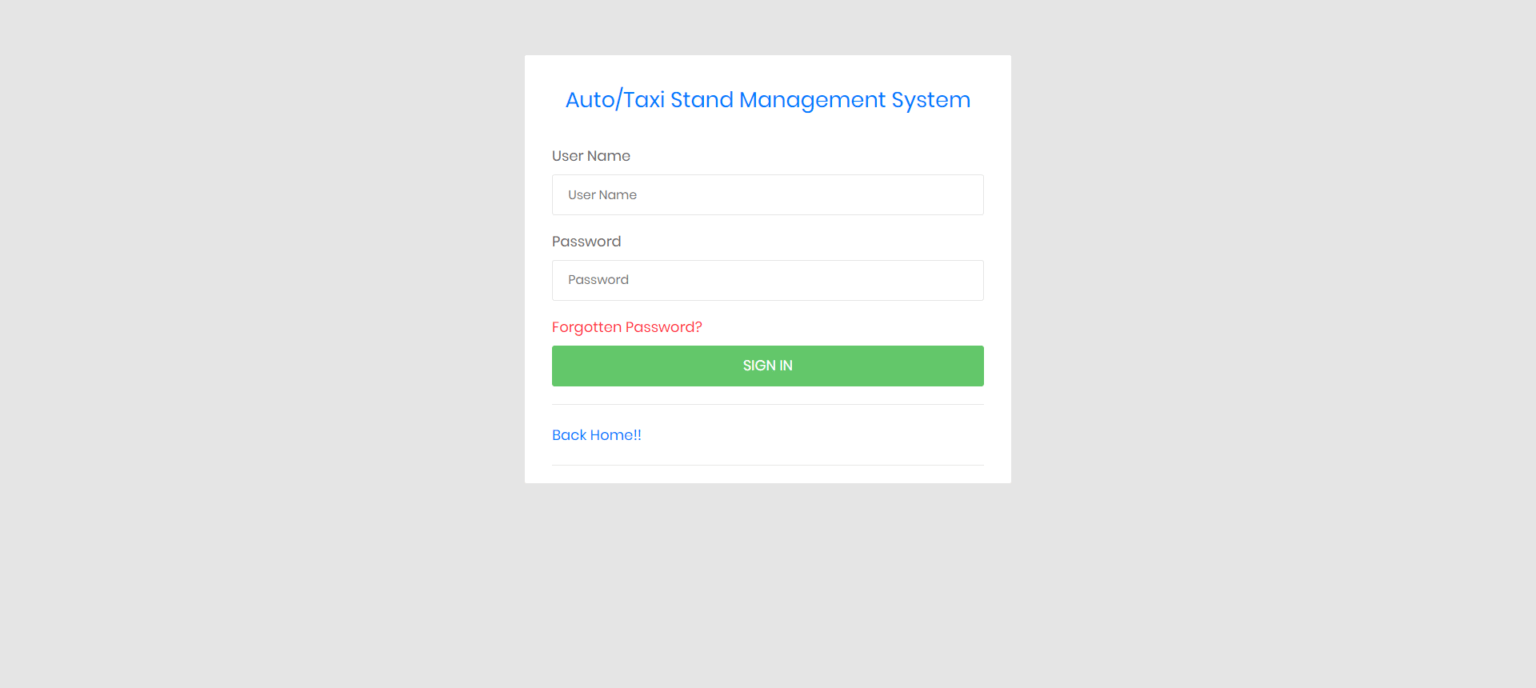 Auto/Taxi Stand Management System Project in PHP | Auto Stand ...