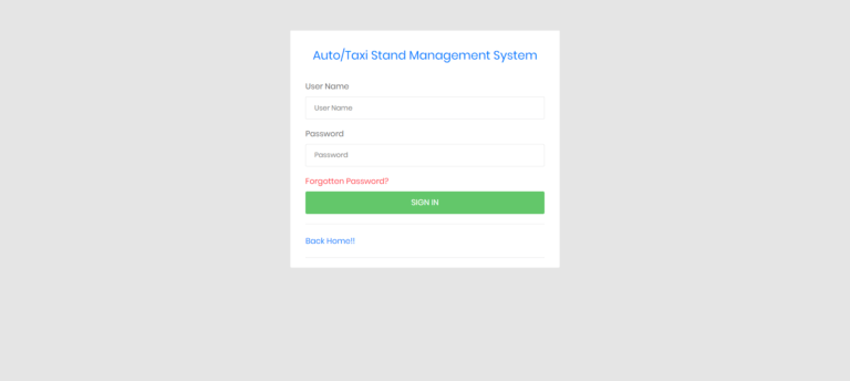 Auto/Taxi Stand Management System using PHP and MySQL | PHP Gurukul ...