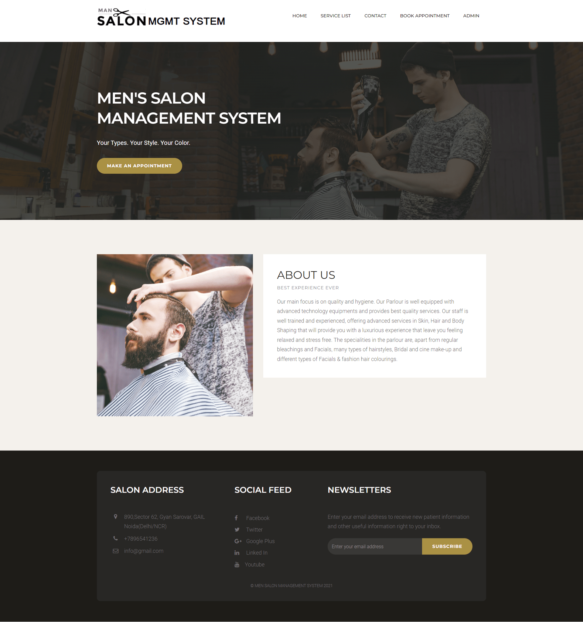 Men Salon Management System project | Online Men Salon Management ...