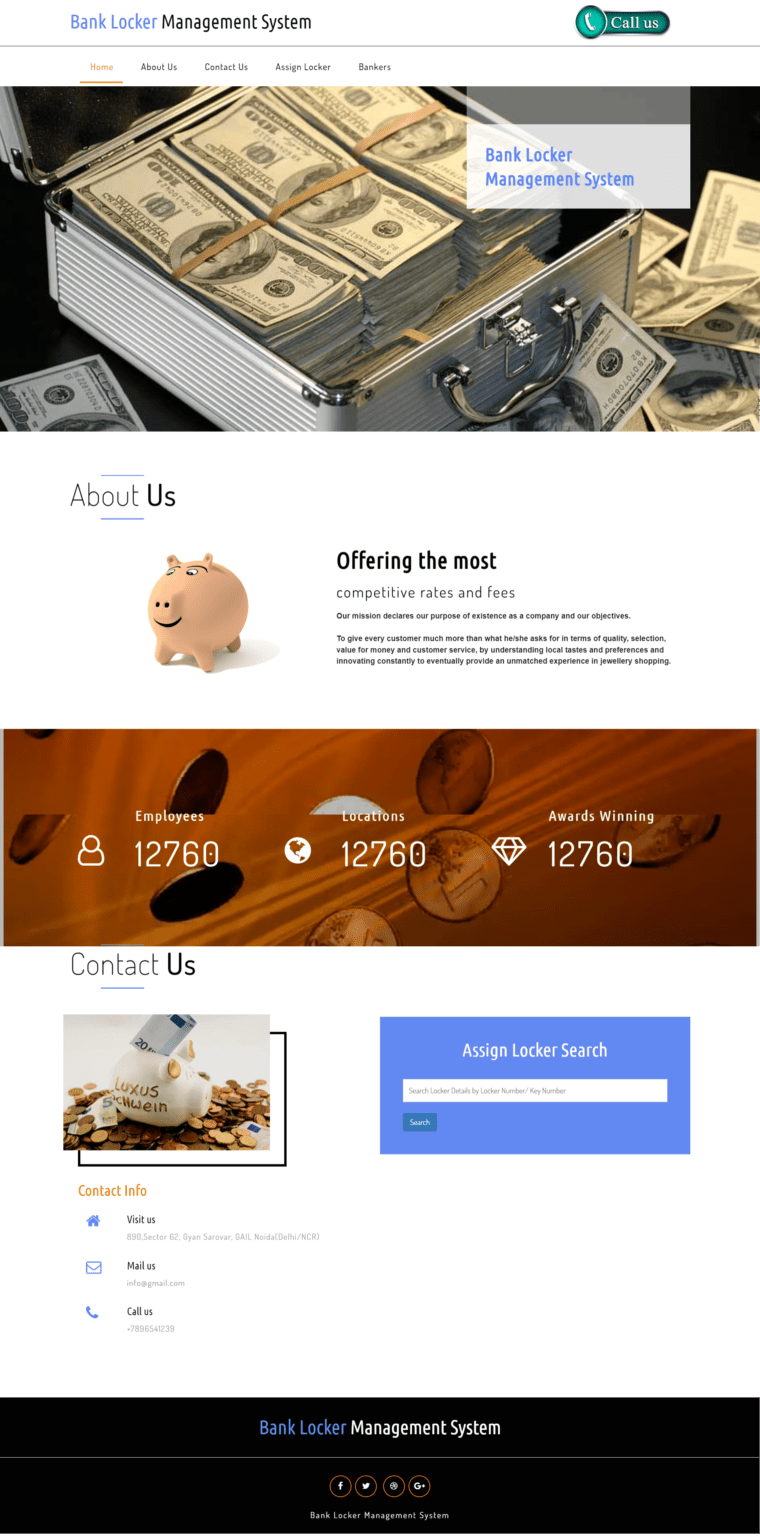 Bank Locker Management System in PHP | Online Bank Locker Management project in PHP