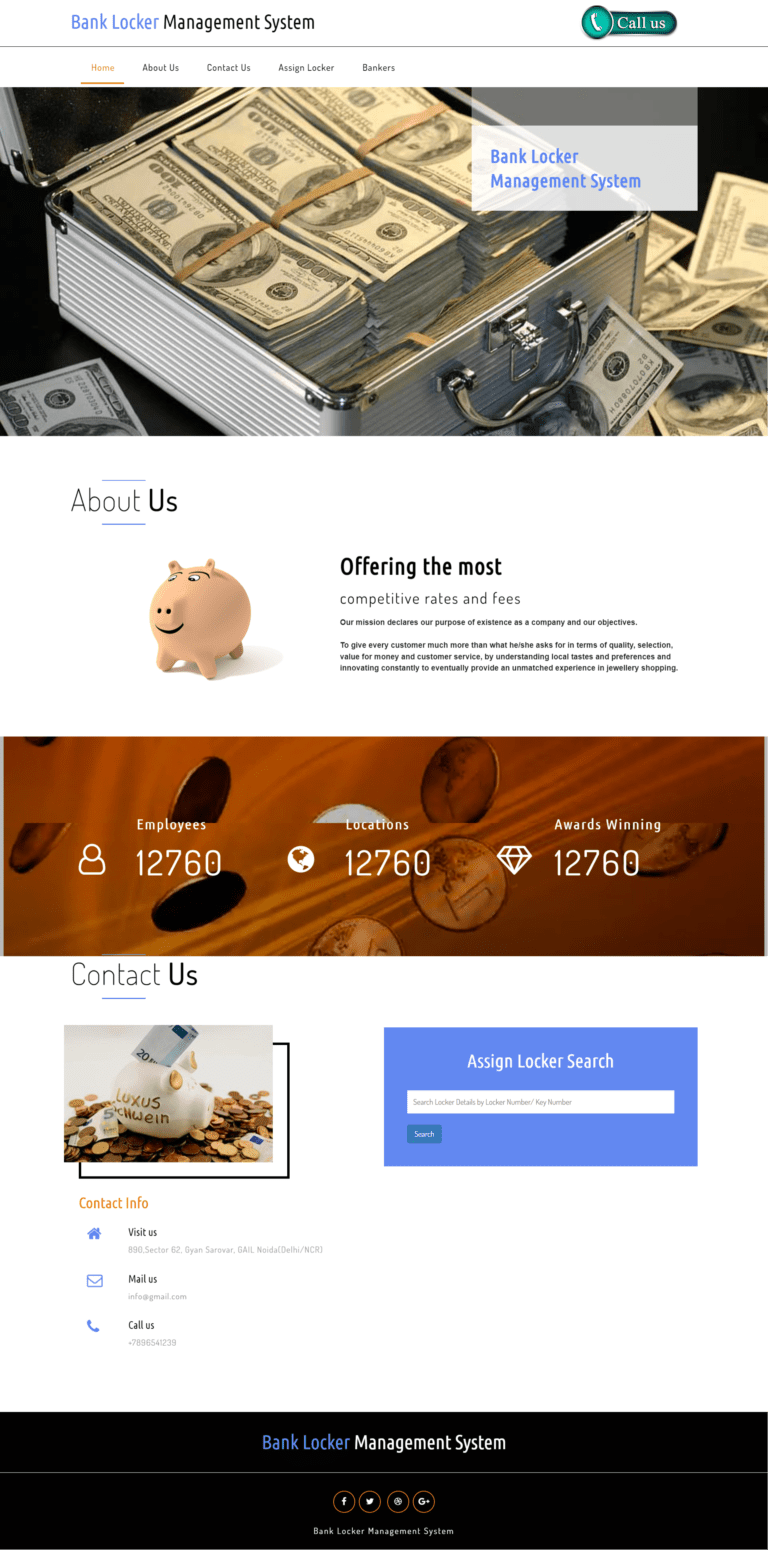 Bank Locker Management System in PHP | Online Bank Locker Management project in PHP
