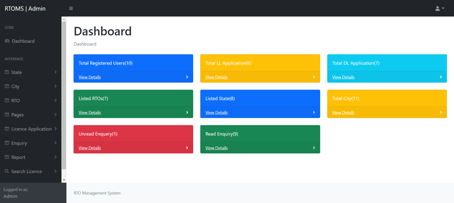 RTO Management System in PHP | online RTO Management Project with ...