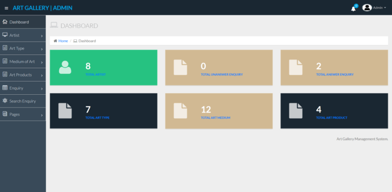Art Gallery Management System in PHP | online Art Gallery Management Project in PHP