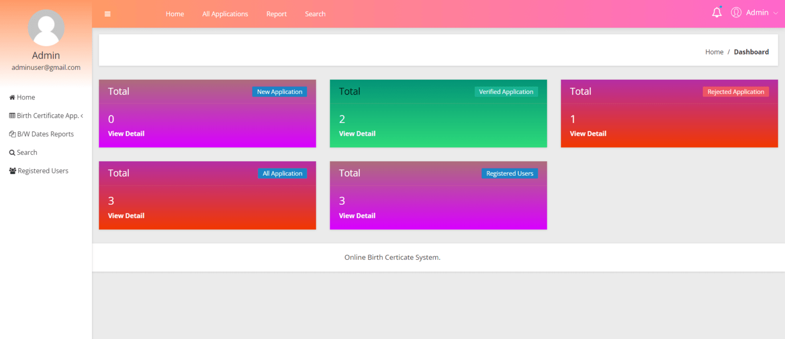 Online Birth Certificate System Project Using PHP and MySQ -PhpGurukul