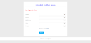 Online Birth Certificate System Project Using PHP and MySQ -PhpGurukul