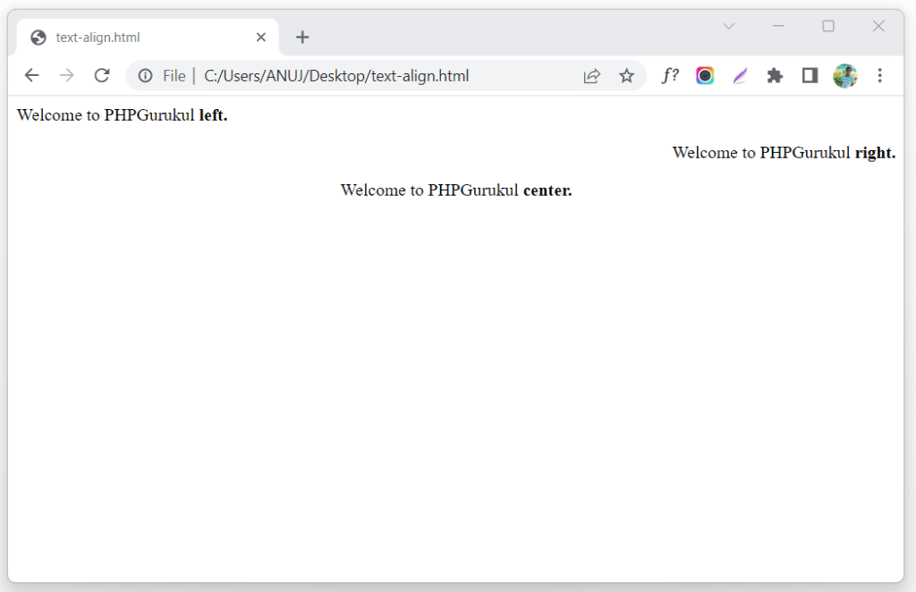 CSS Text align Horizontally Property
