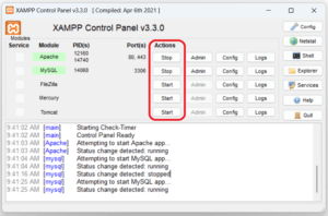 XAMPP Control Panel - PHPGurukul