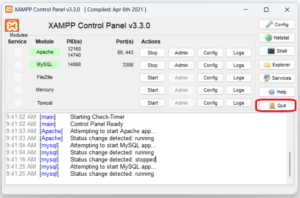 XAMPP Control Panel - PHPGurukul