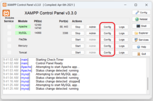 XAMPP Control Panel - PHPGurukul