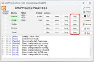 XAMPP Control Panel - PHPGurukul