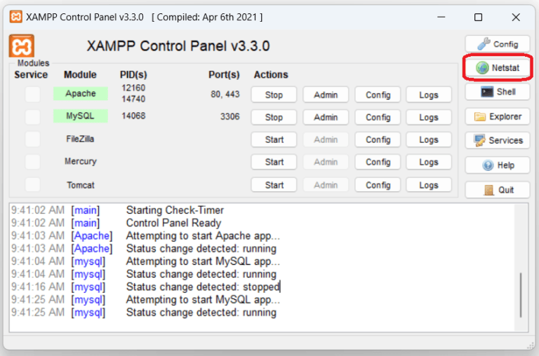 XAMPP Control Panel - PHPGurukul