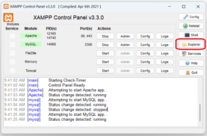 XAMPP Control Panel - PHPGurukul