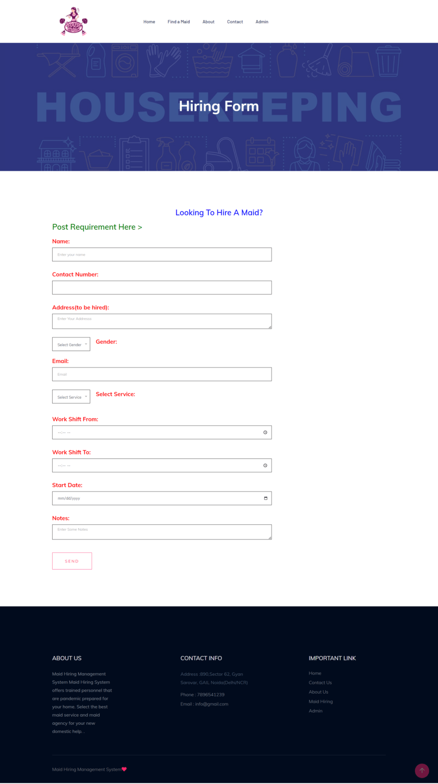 Maid Hiring Management System | Maid Hiring Management Project in PHP Maid Hiring Management System | Maid Hiring Management Project in PHP