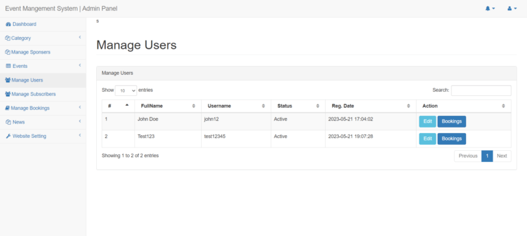 Event Management System Using PHP and MySQL, Event Management System ...