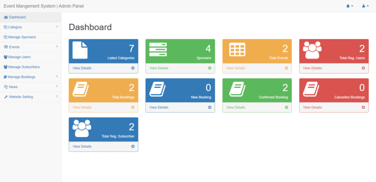 Event Management System Using PHP and MySQL, Event Management System ...