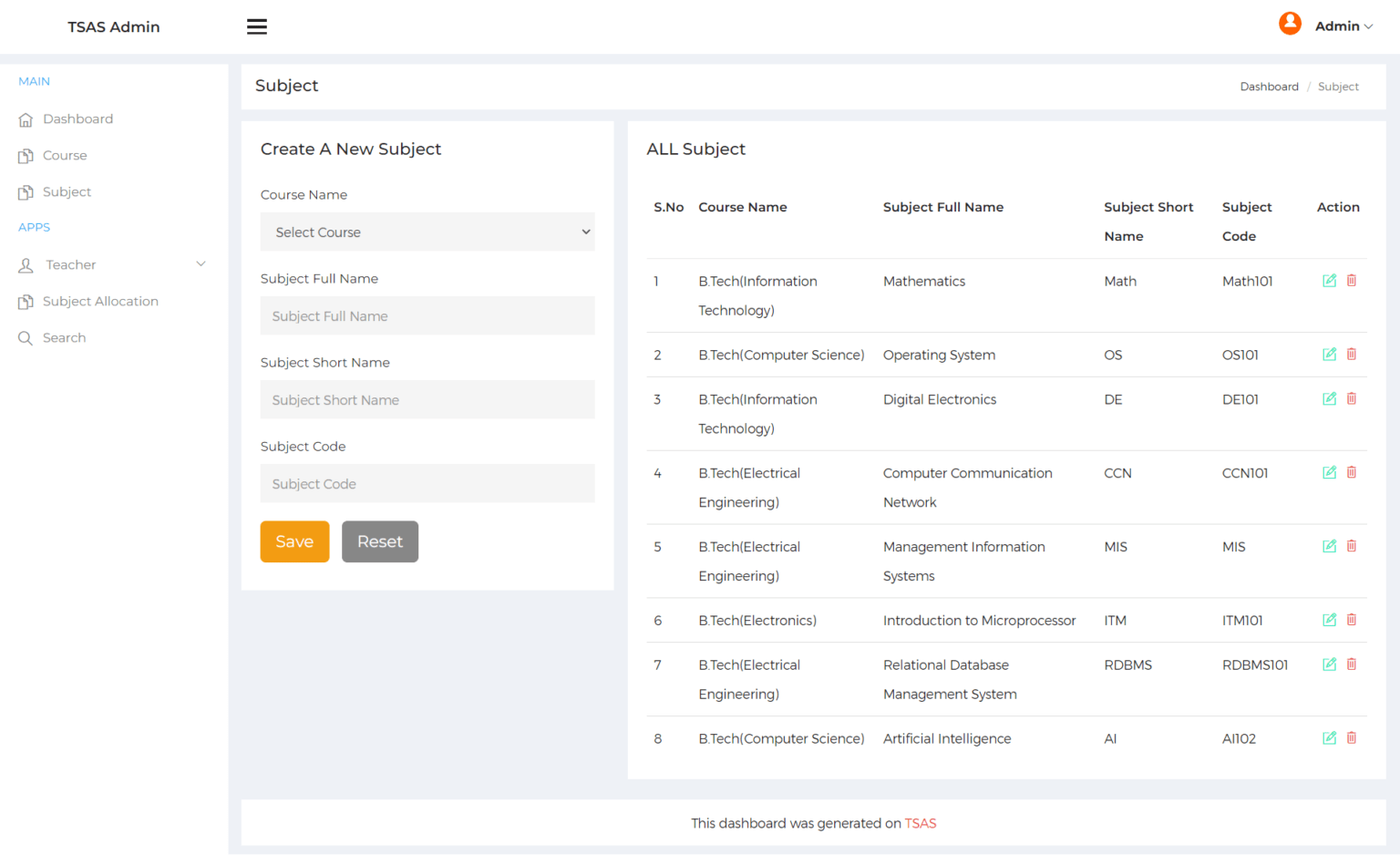 Teacher Subject Allocation Management System in PHP | Teacher Subject ...