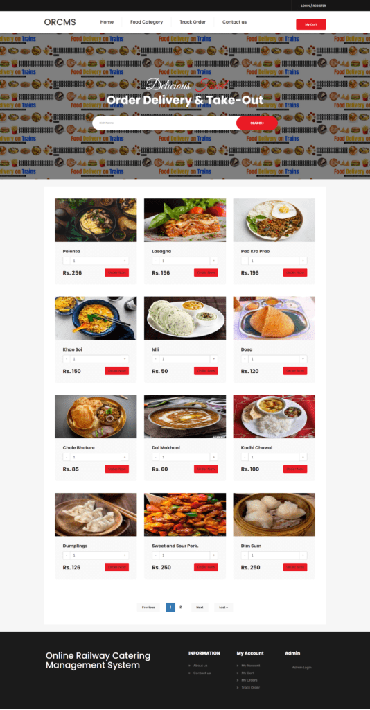 Online Railway Catering Management System | Railway Catering Management Project in Php