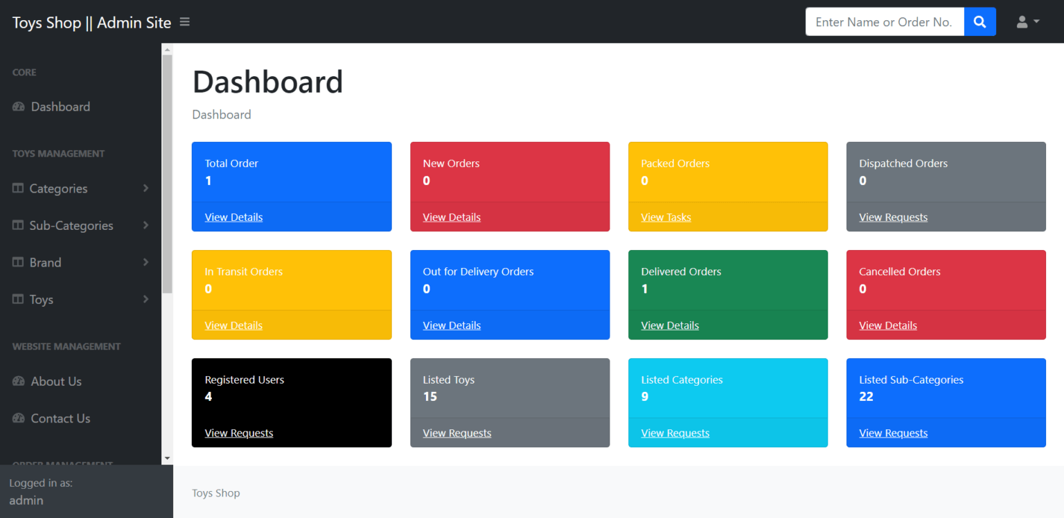 Toy Shop Management System in PHP | Toy Shop Management Project in PHP