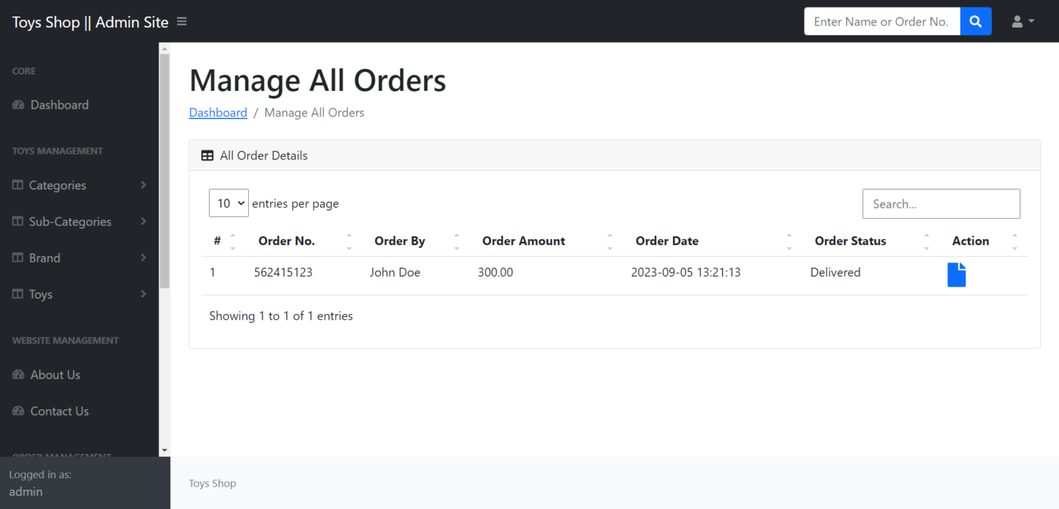 Toy Shop Management System in PHP | Toy Shop Management Project in PHP
