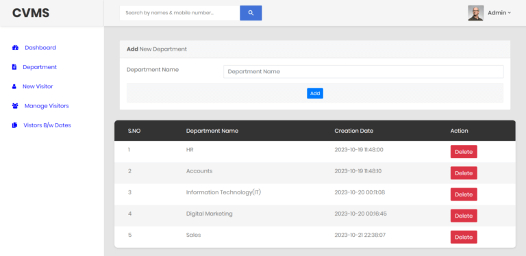 Company Visitors Management System using PHP and MySQL PHPGurukul