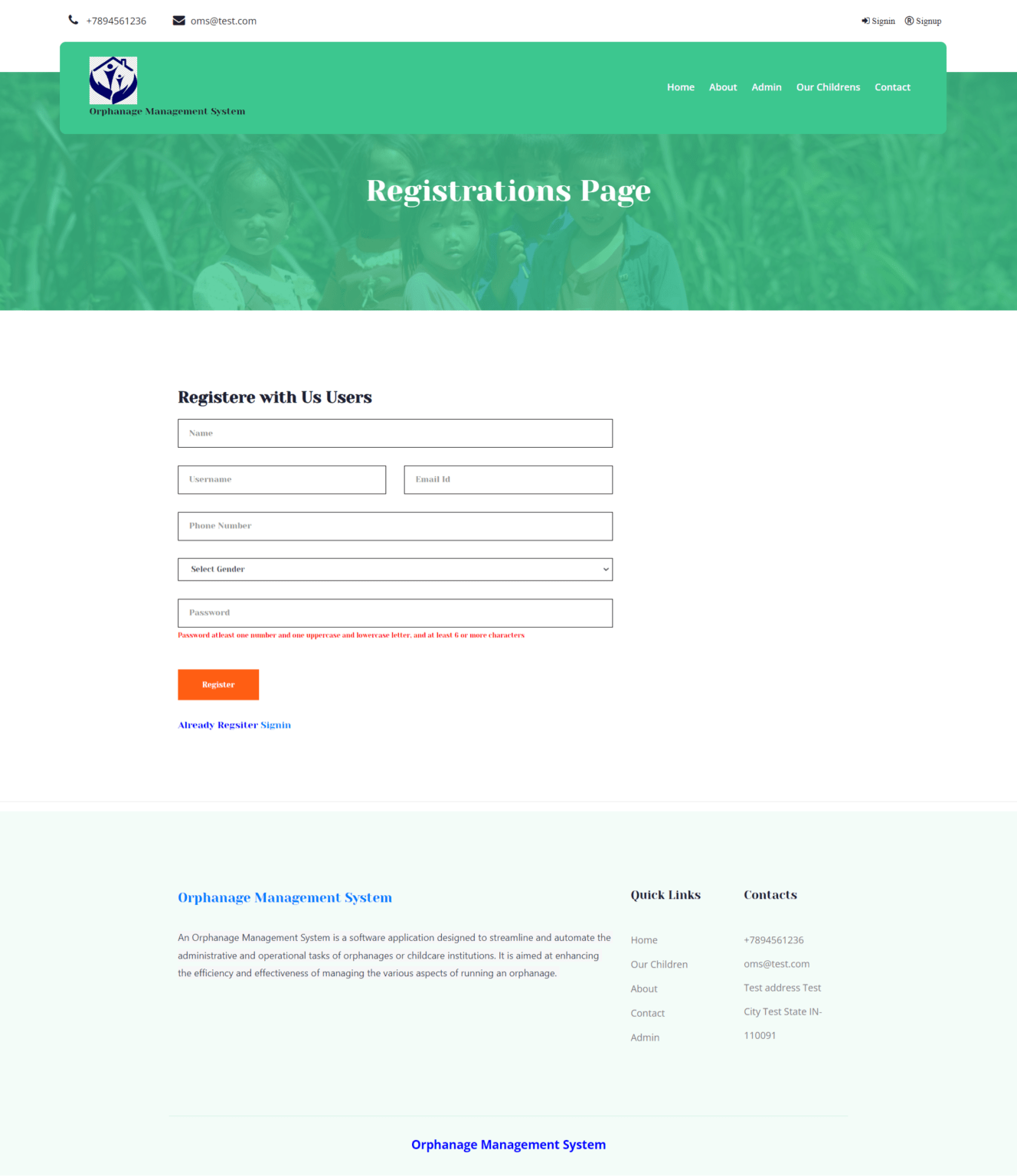 Orphanage Management System | Orphanage Management Project in PHP
