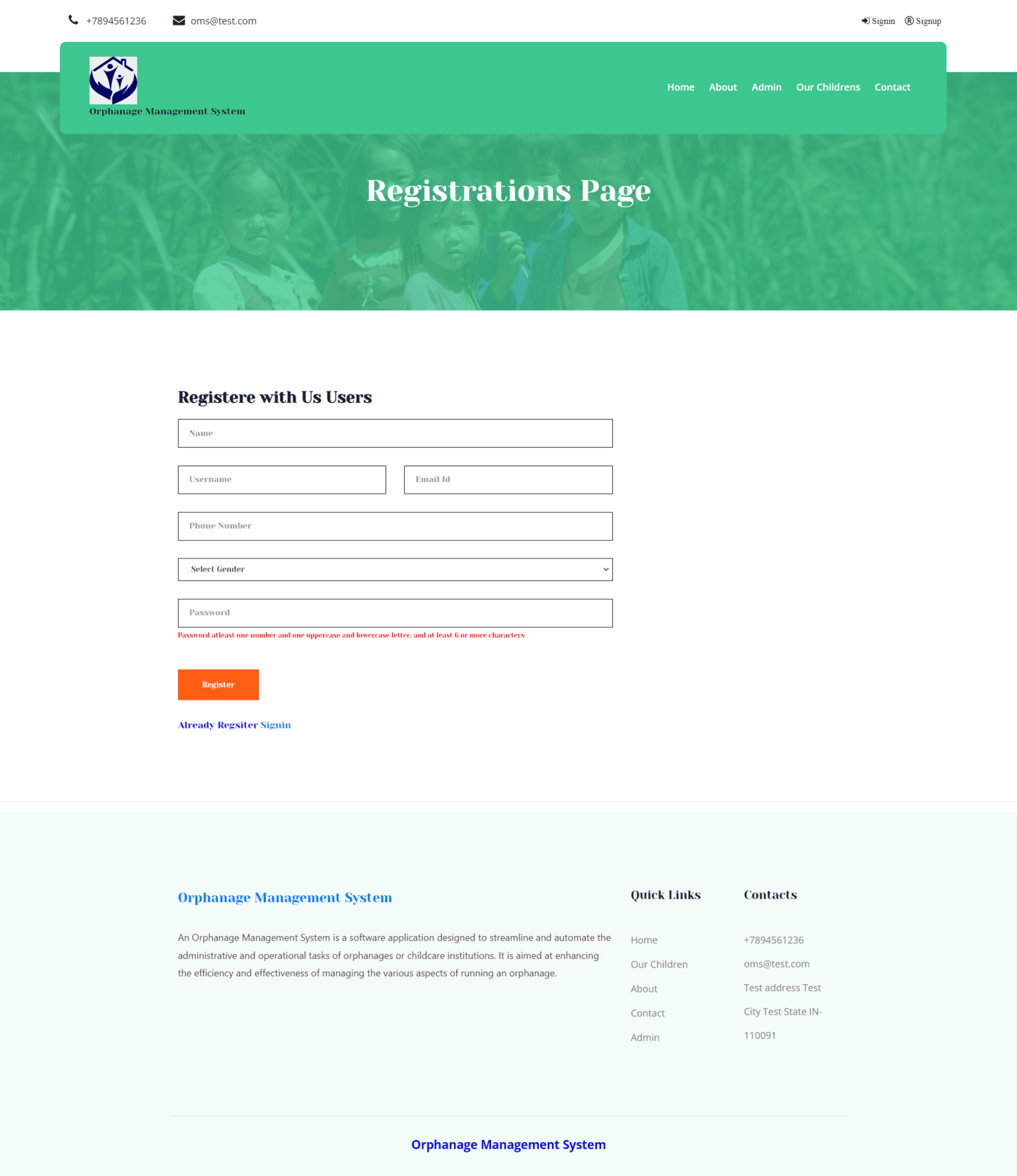 Orphanage Management System | Orphanage Management Project in PHP