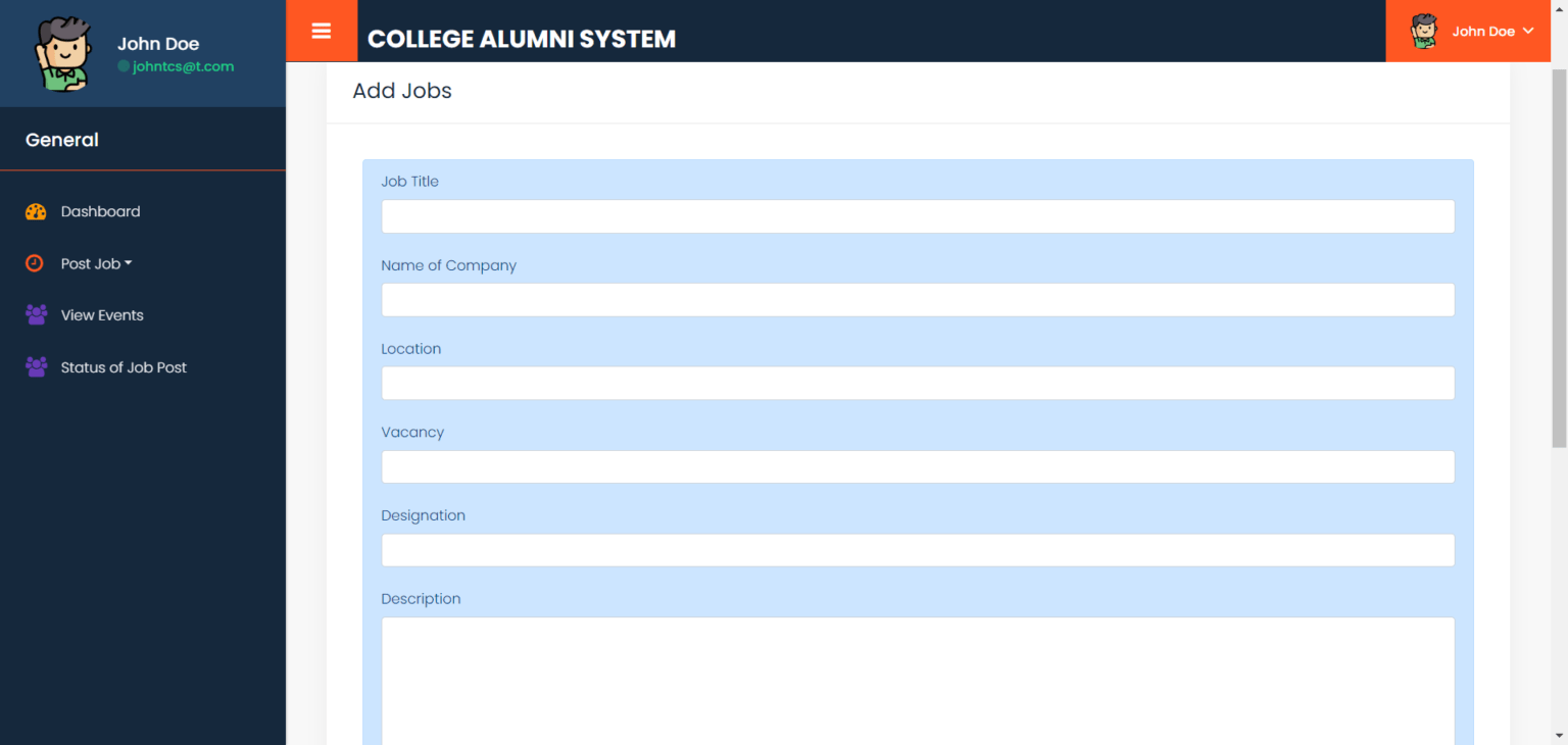 College Alumni System Project | online College Alumni Management Project