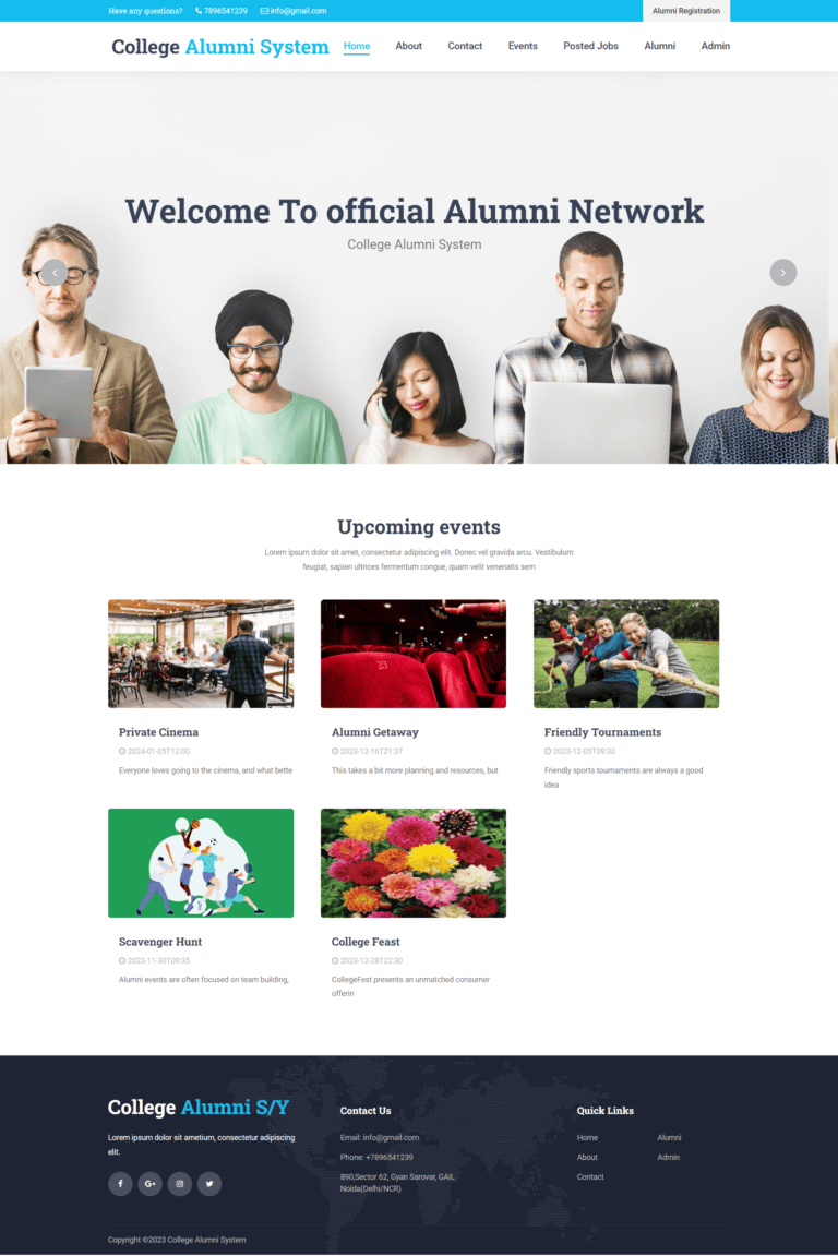 College Alumni System Project | online College Alumni Management Project