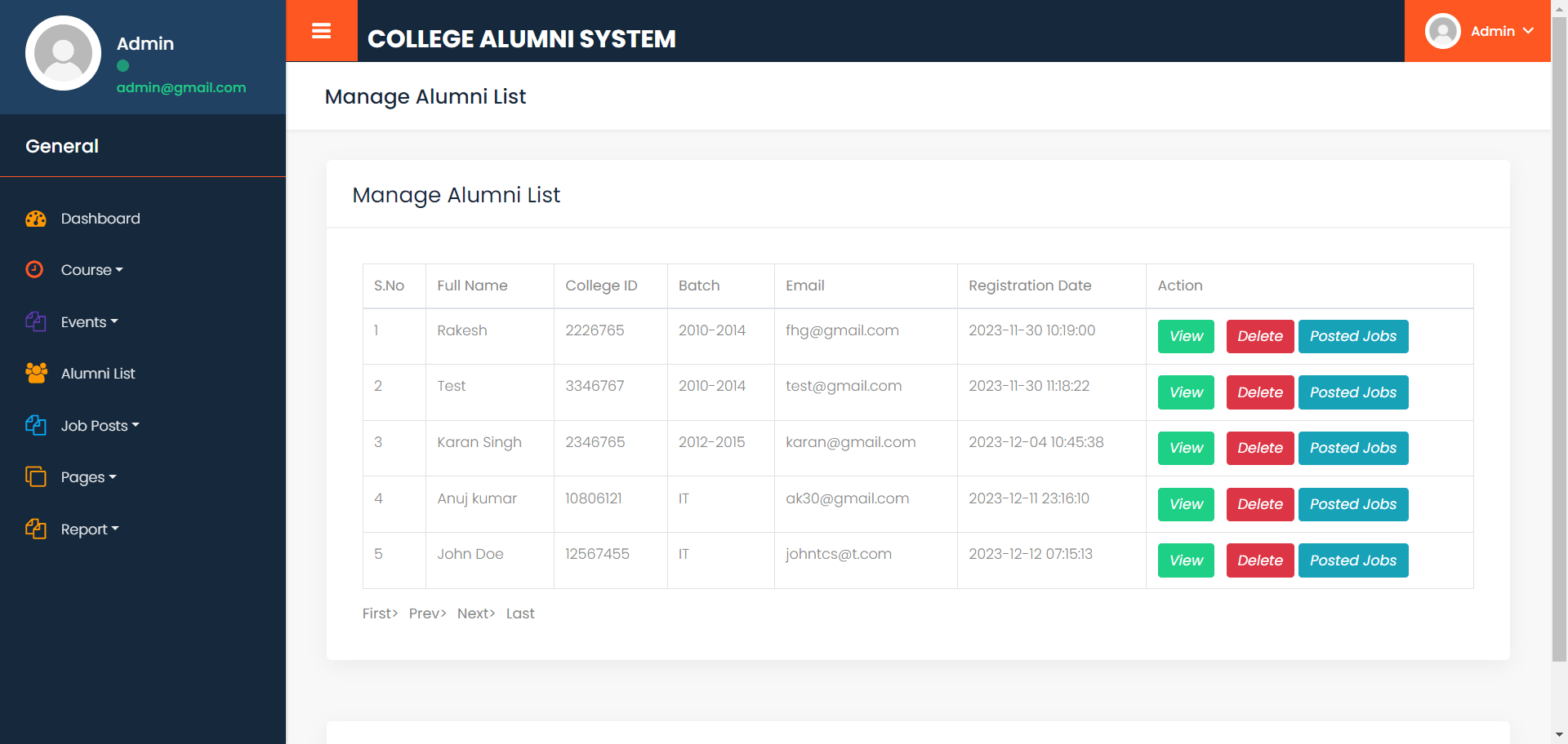 College Alumni System Project | online College Alumni Management Project
