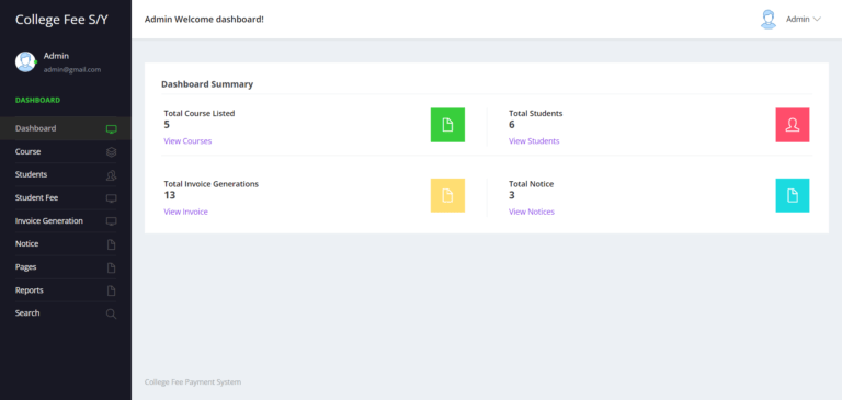 College Fee System Project | College Fee Management System Project in PHP