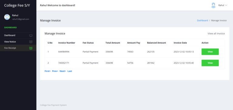 College Fee System Project | College Fee Management System Project in PHP