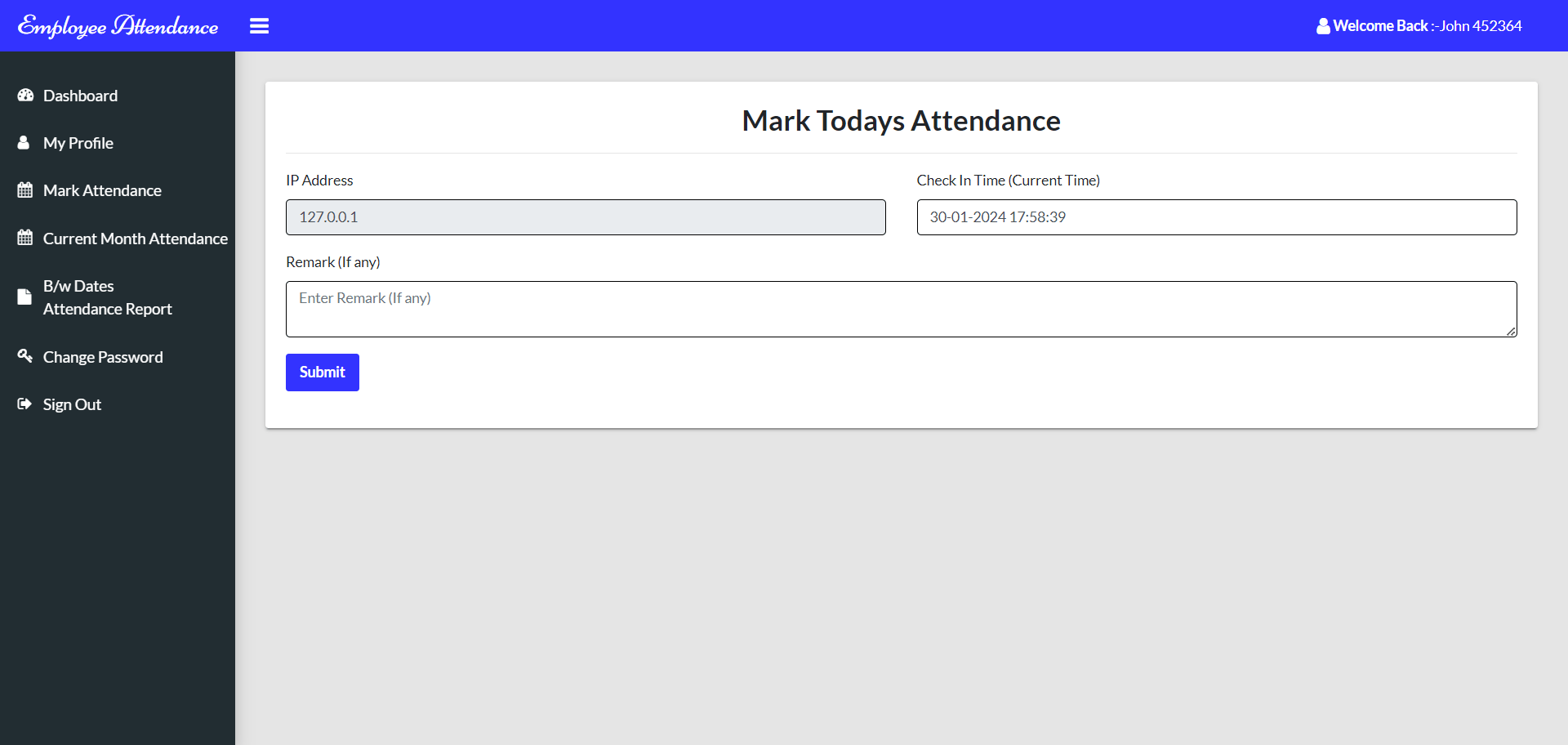 Employee Attendance Management System Project | Employee Attendance System in PHP