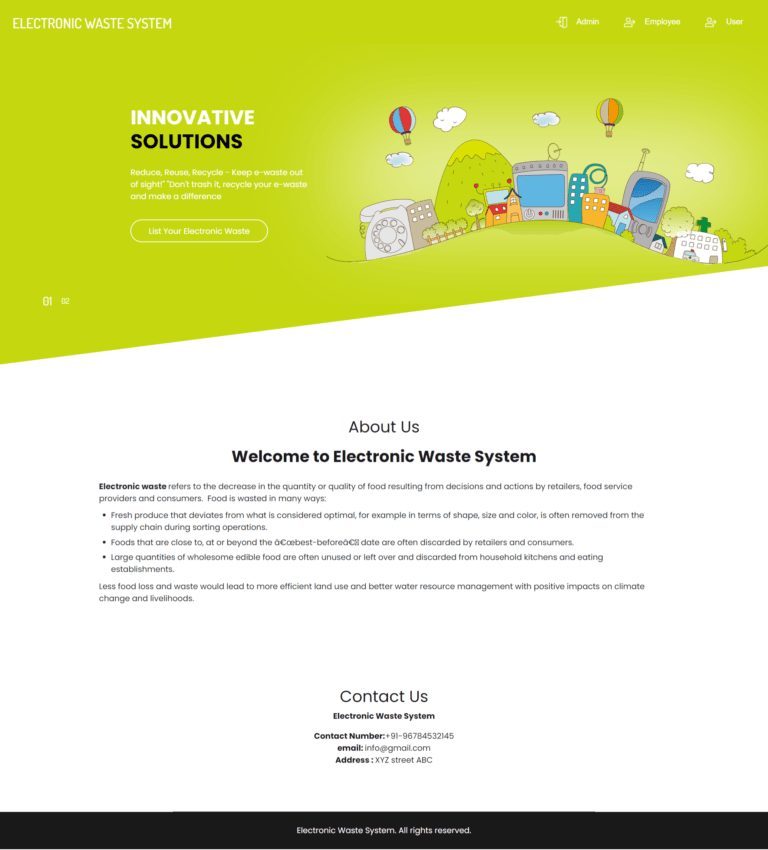 Electronic Waste Management system project | Electronic Waste Management Project in PHP