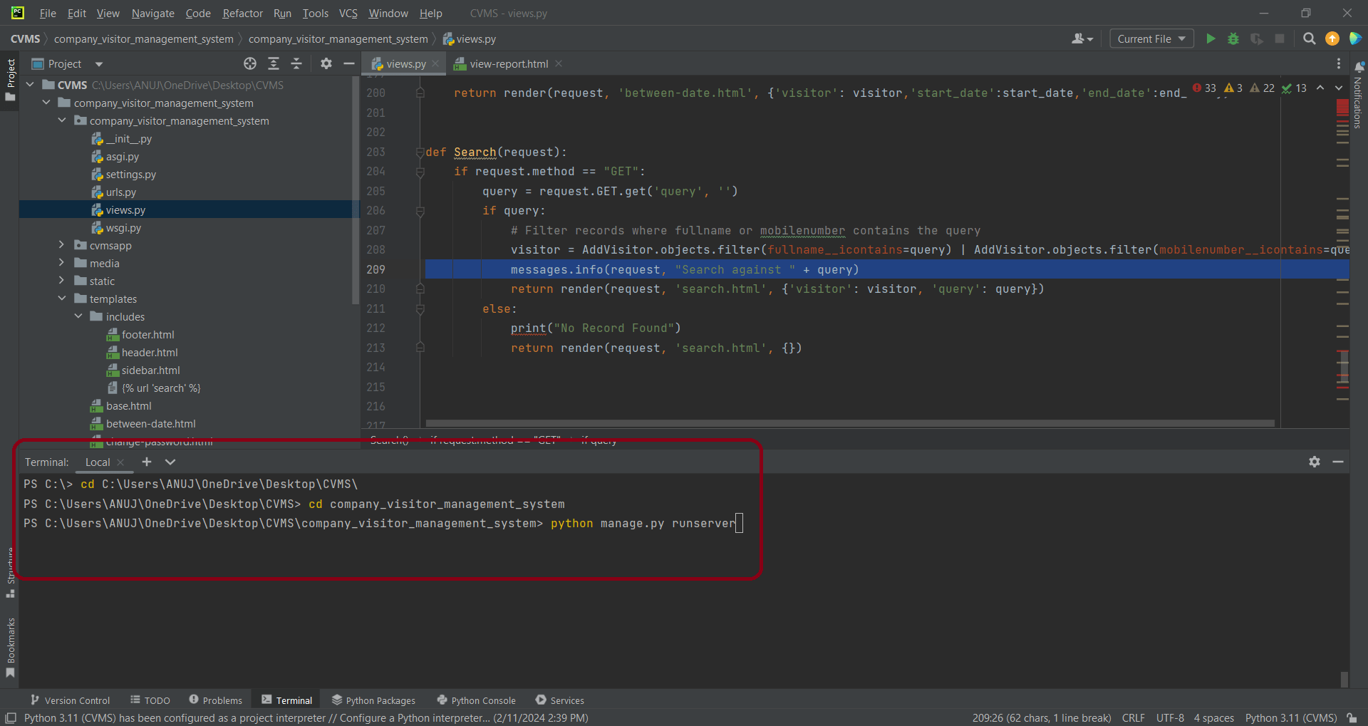Company Visitors Management System in Django | Company Visitors management System Project