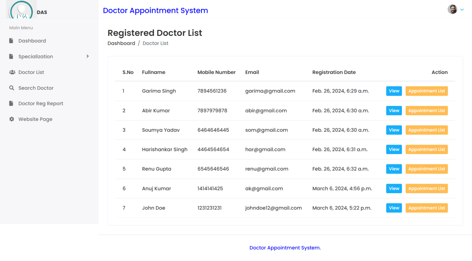 Doctor Appointments System Project | Doctor Appointments Management System Project