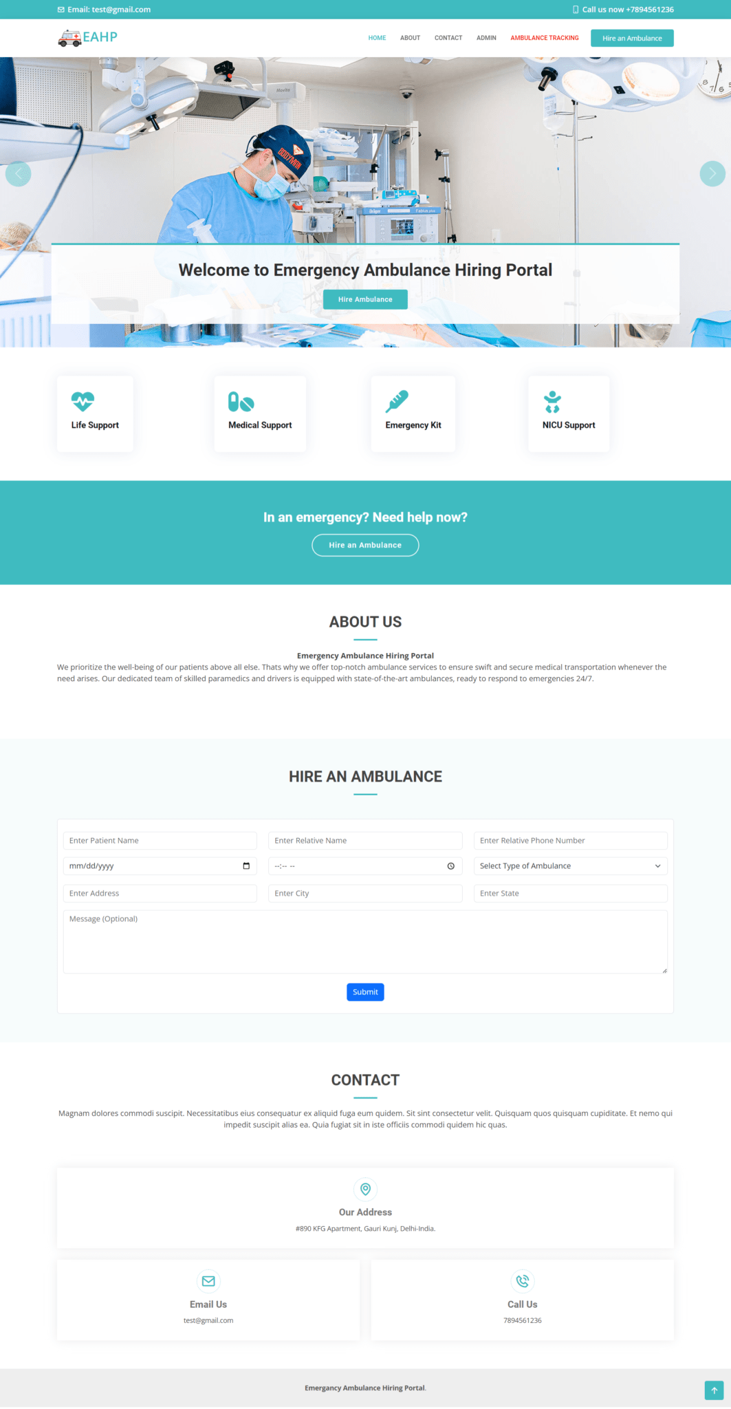 Emergency Ambulance Hiring Portal Project in PHP | Emergency Ambulance ...