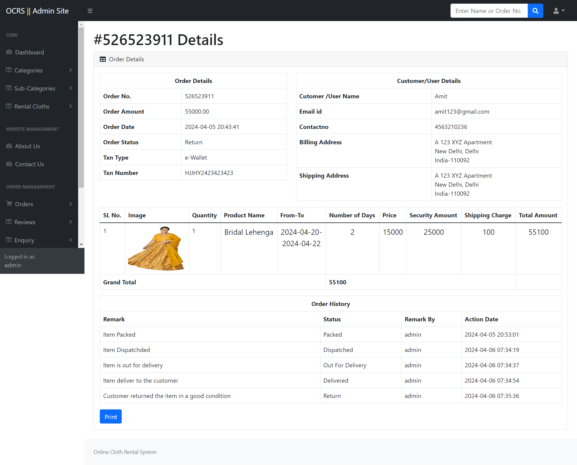 Online Cloth Rental System Project in PHP | Cloth Rental Management ...