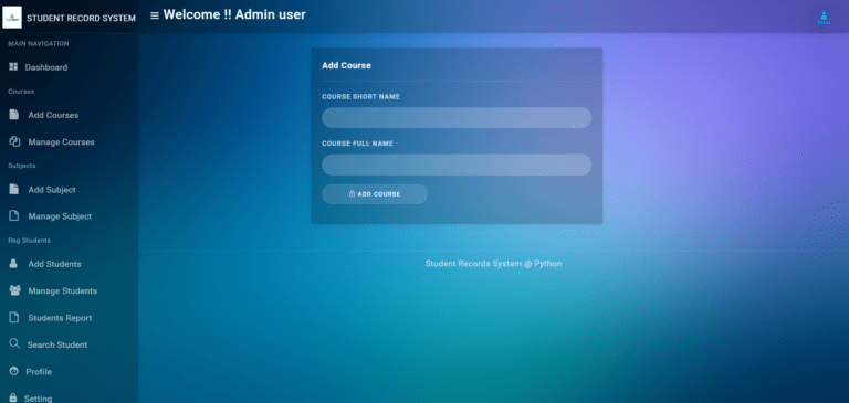Students Record System Project in Python Django