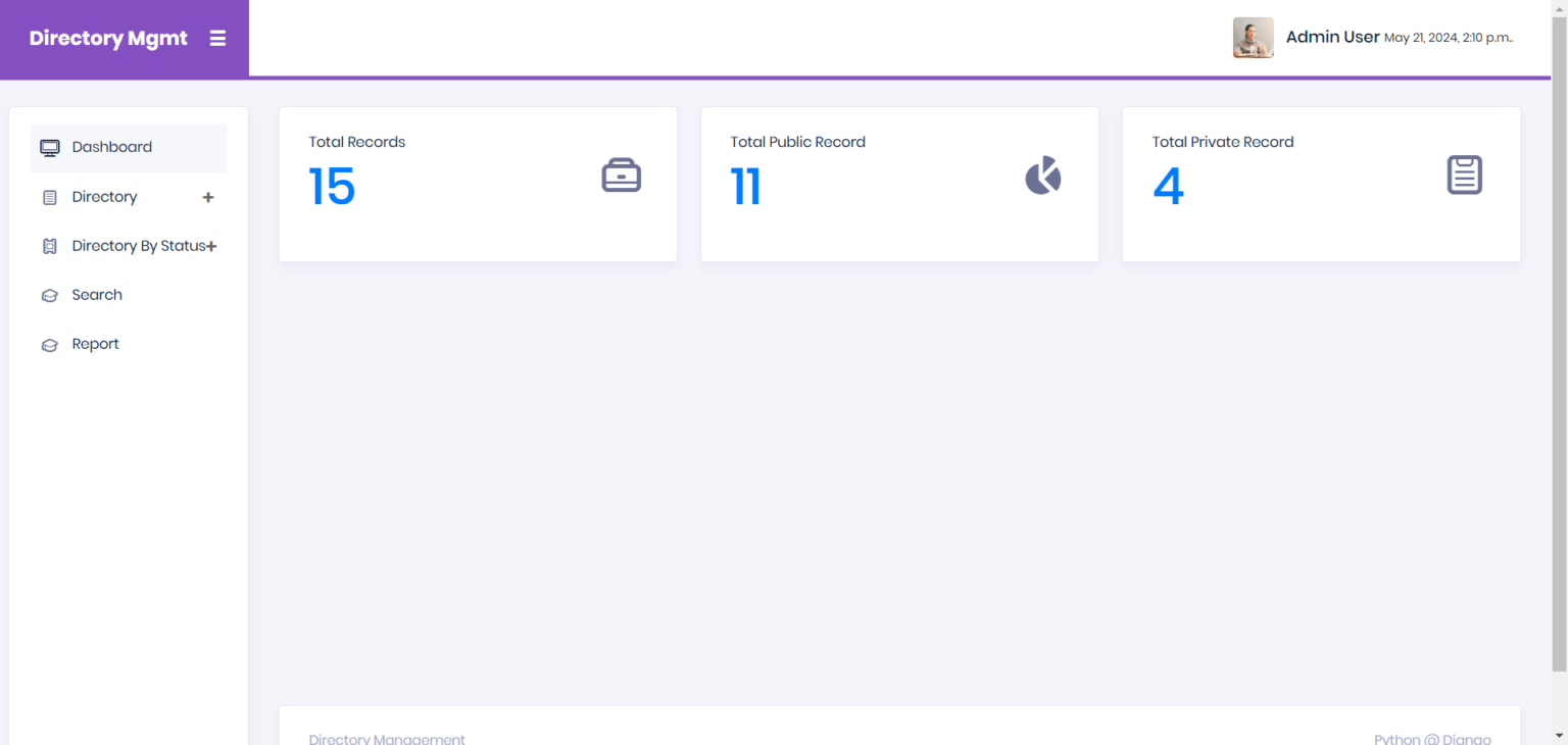 Directory Management System Project using Python Django and MySQL