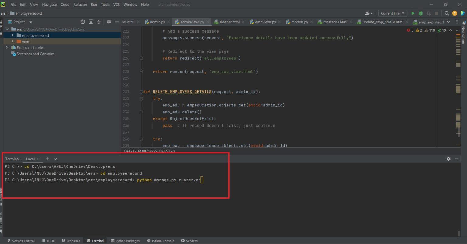 Employee Record Management System Project Using Python Django And Mysql