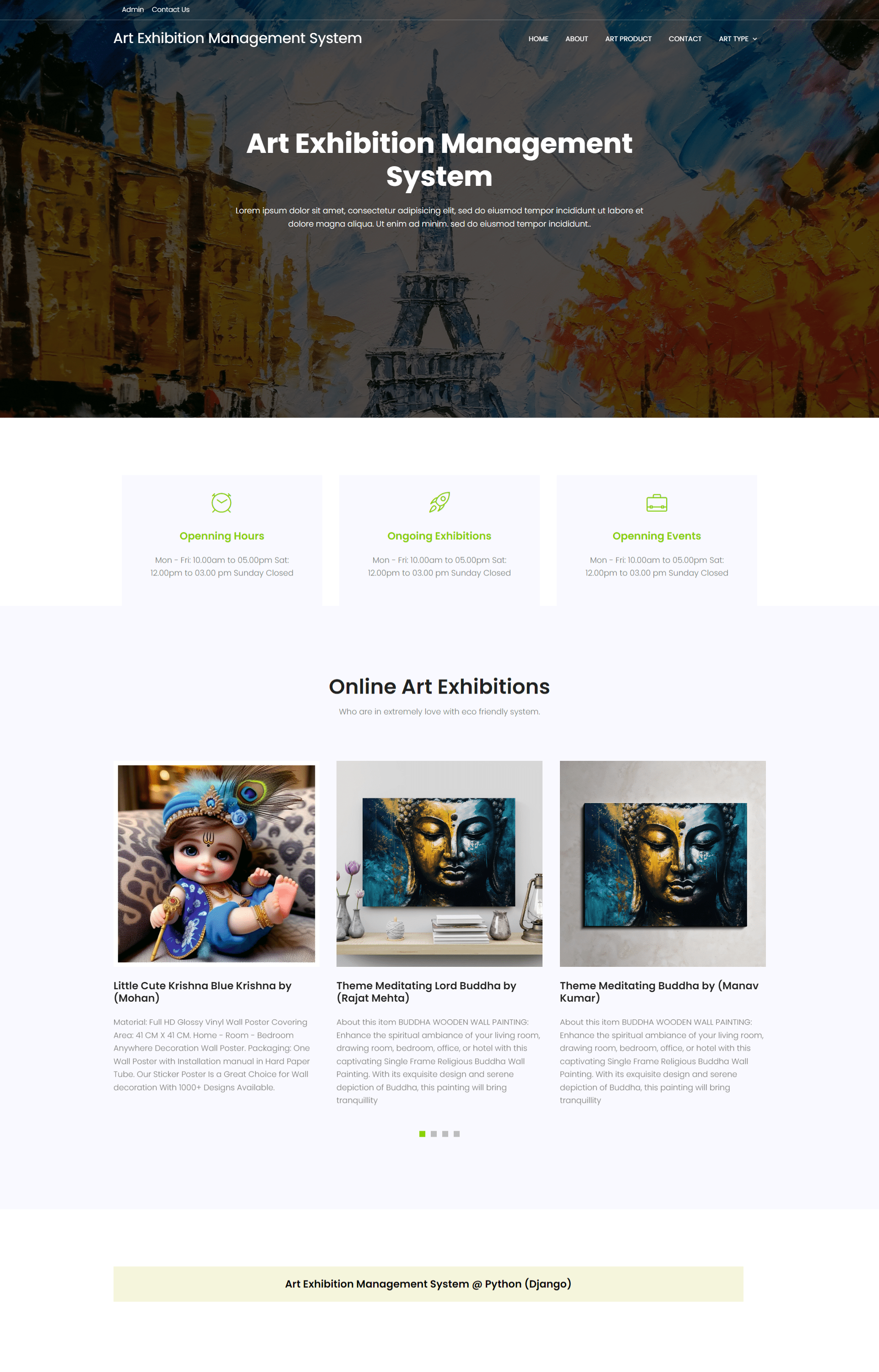 Art Exhibition Management System Project using Python Django and MySQL