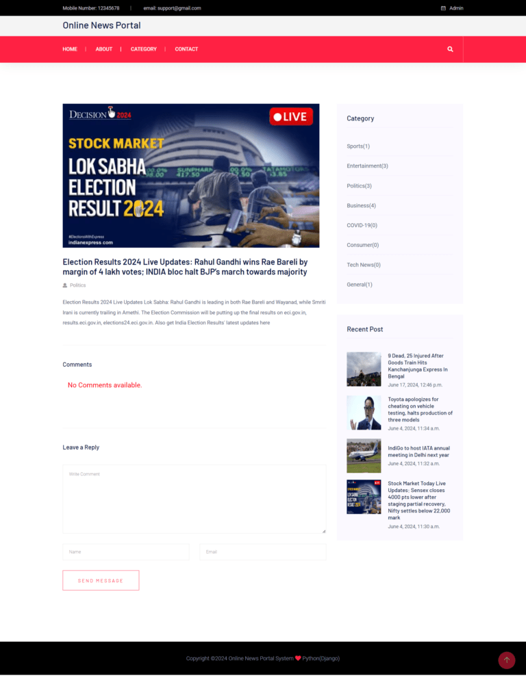 News Portal Project using Python Django and MySQL- PHPGurukul