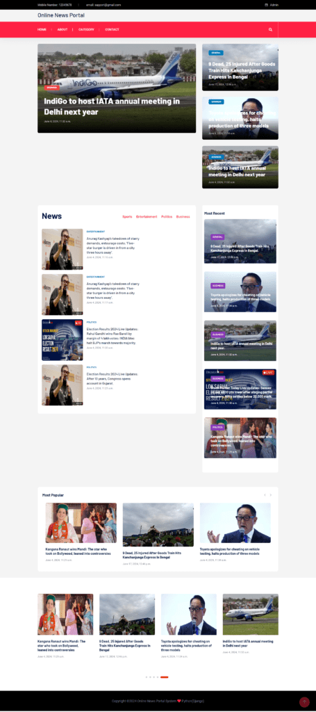 News Portal Project using Python Django and MySQL- PHPGurukul