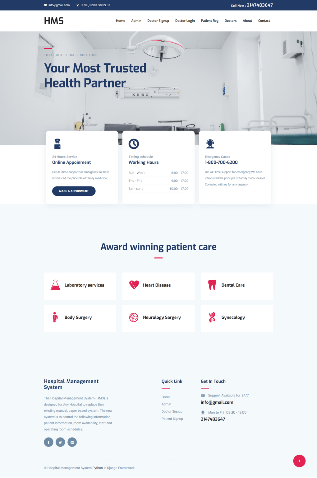 Hospital Management System Project using Python Django - PHPGurukul