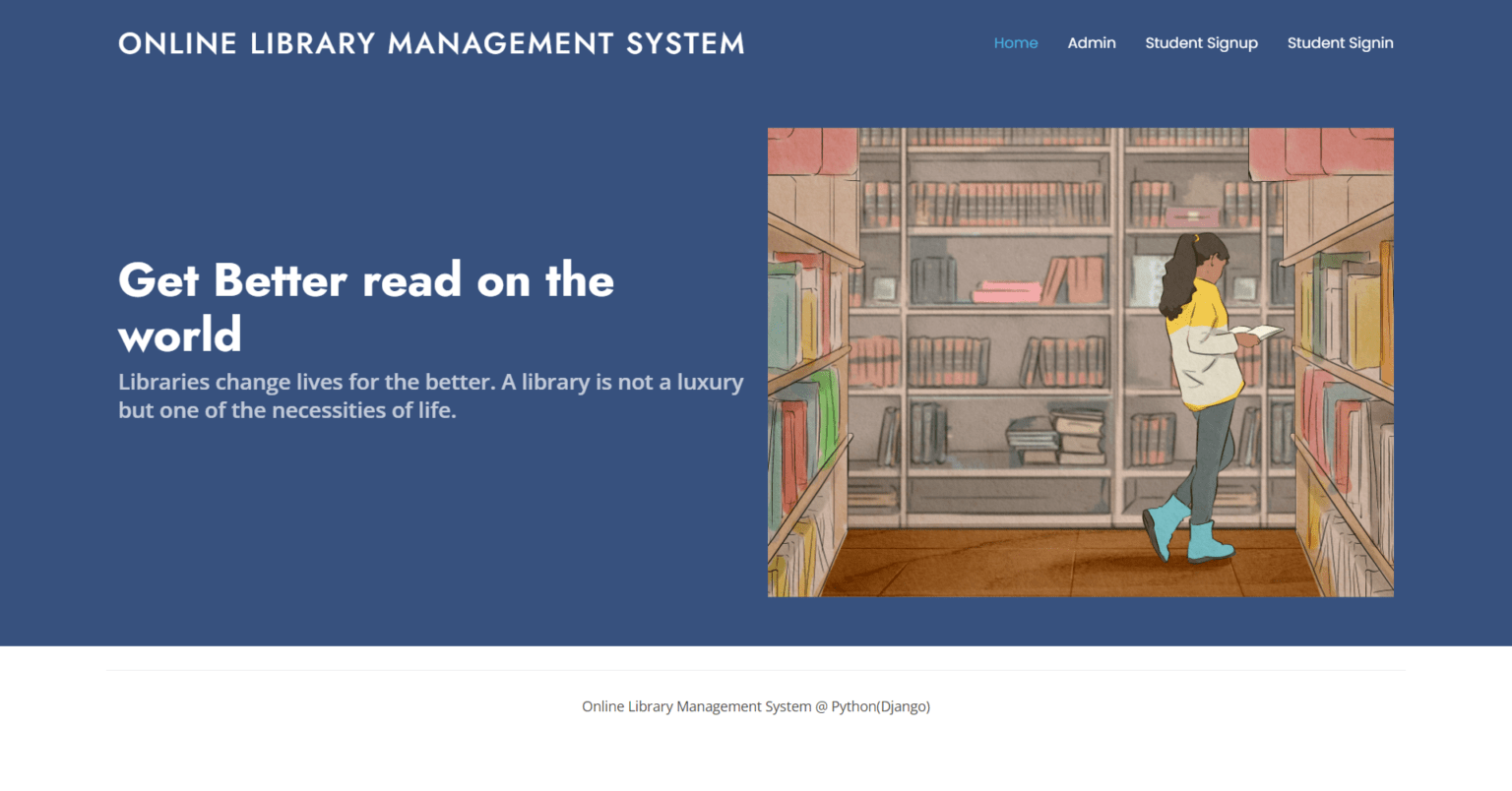Online Library Management System Project Using Python Django And Mysql Phpgurukul
