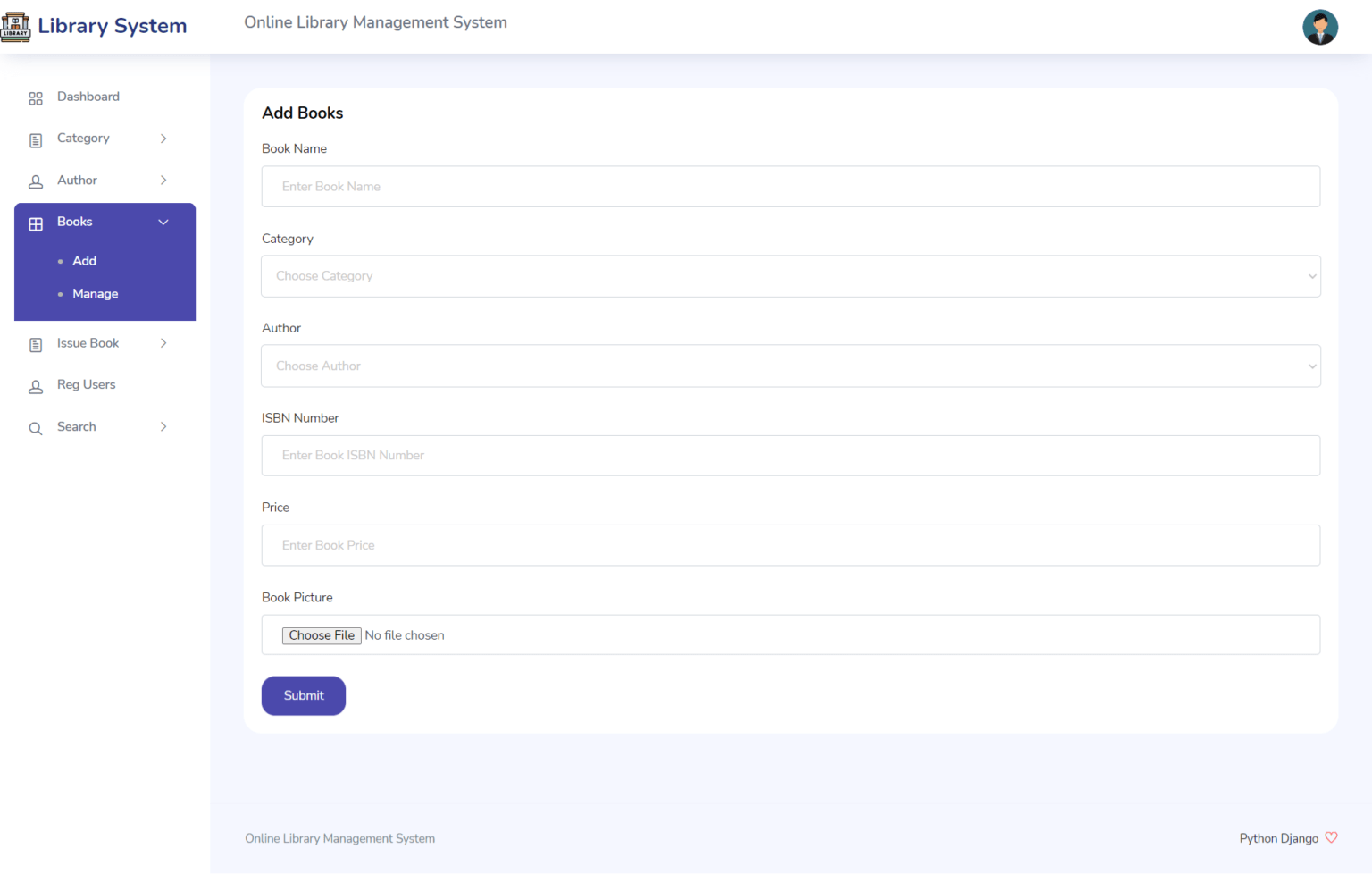 Online Library Management System Project Using Python Django And Mysql Phpgurukul
