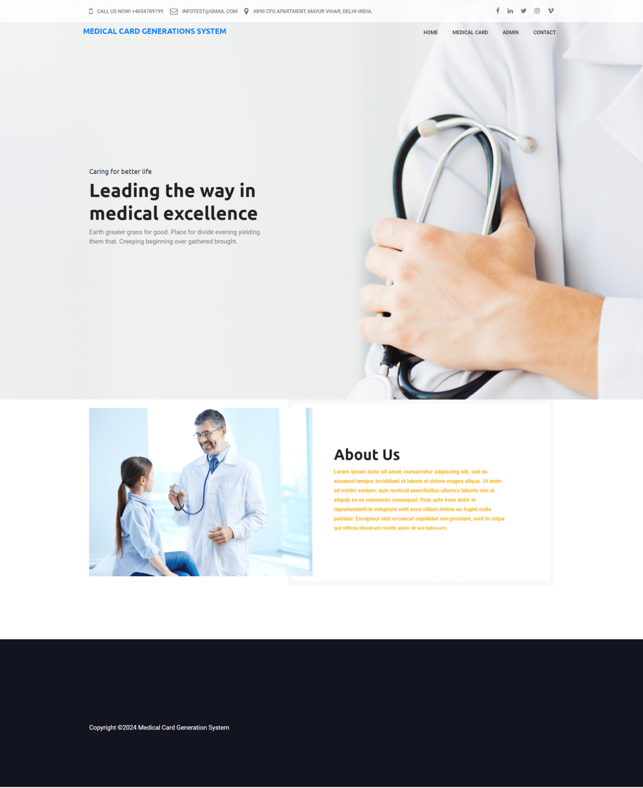 Medical Card Generation System Project using PHP and MySQL- PHPGurukul