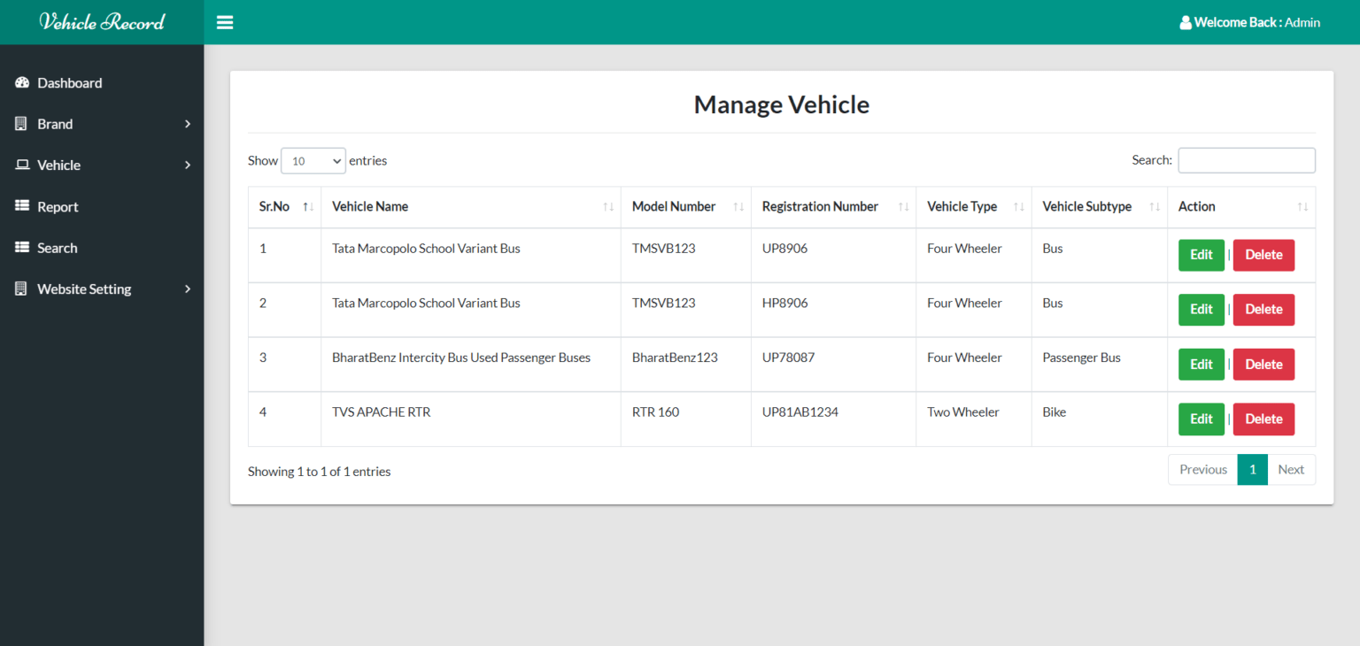 Vehicle Record Managment System Project using PHP and MySQL - PHPGurukul